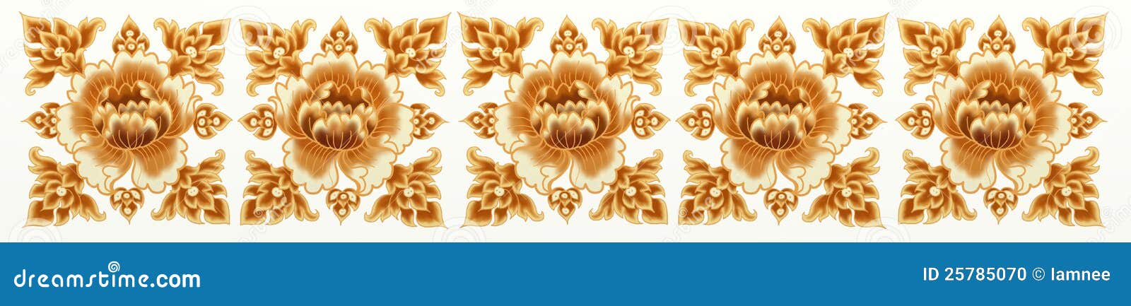 Golden Flower of Seamless Stripe Pattern Stock Illustration ...