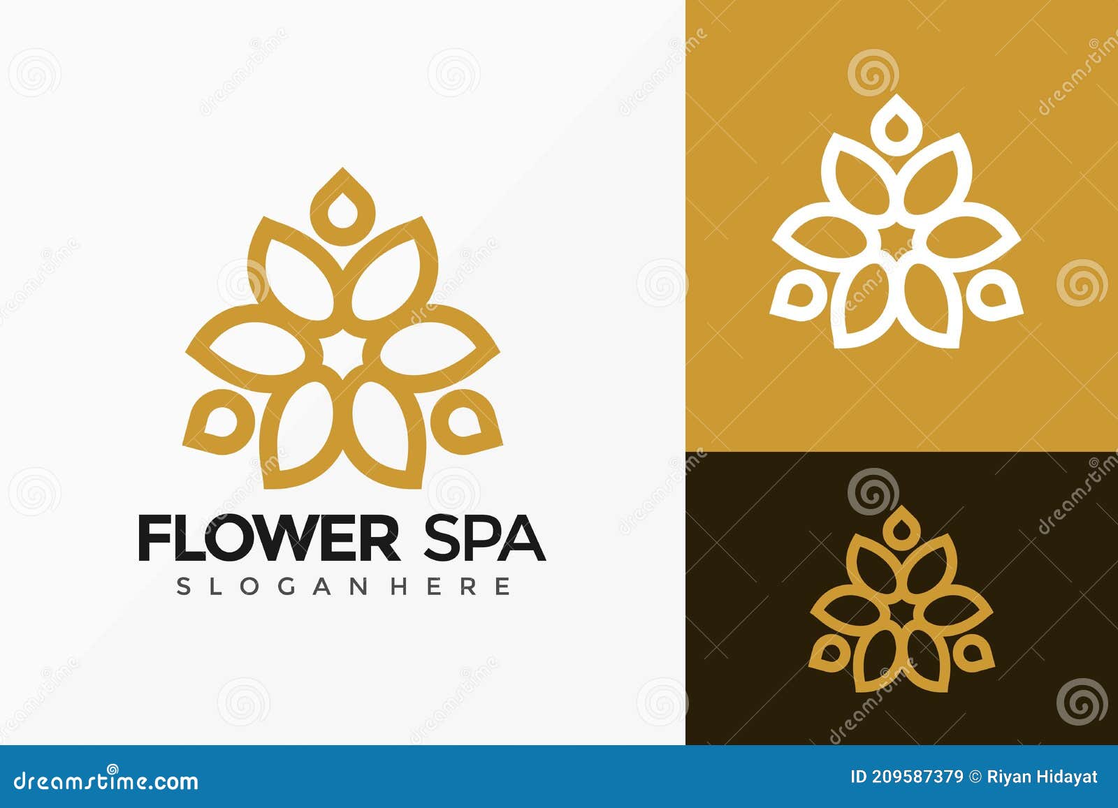 Golden Flower Spa Logo Design, Creative Modern Logos Designs Vector ...