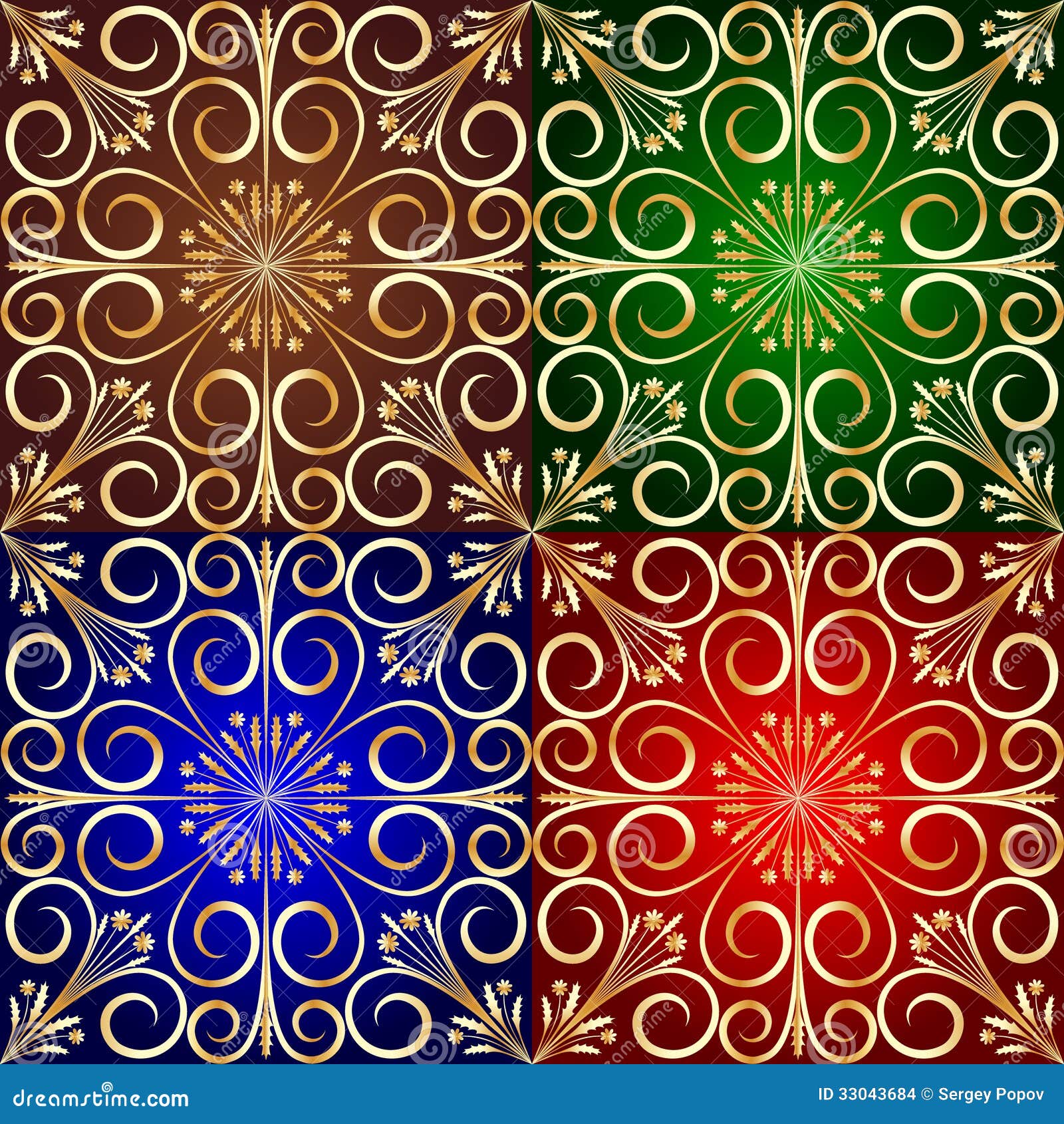 Golden Flower Tile Background Stock Vector - Illustration of template ...