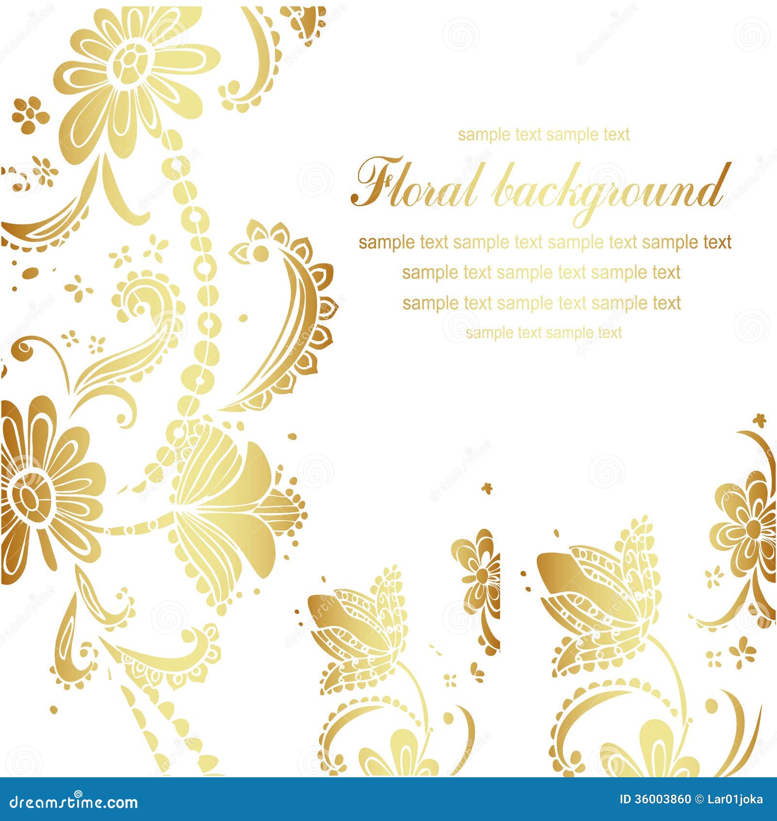 Golden flowers stock vector. Illustration of decor, drawing - 36003860