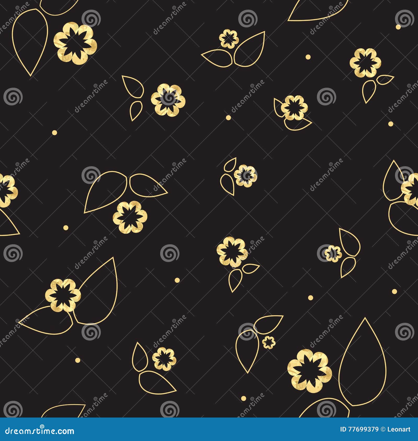 Golden Flowers Pattern. Graphic Design Element. Stock Vector ...
