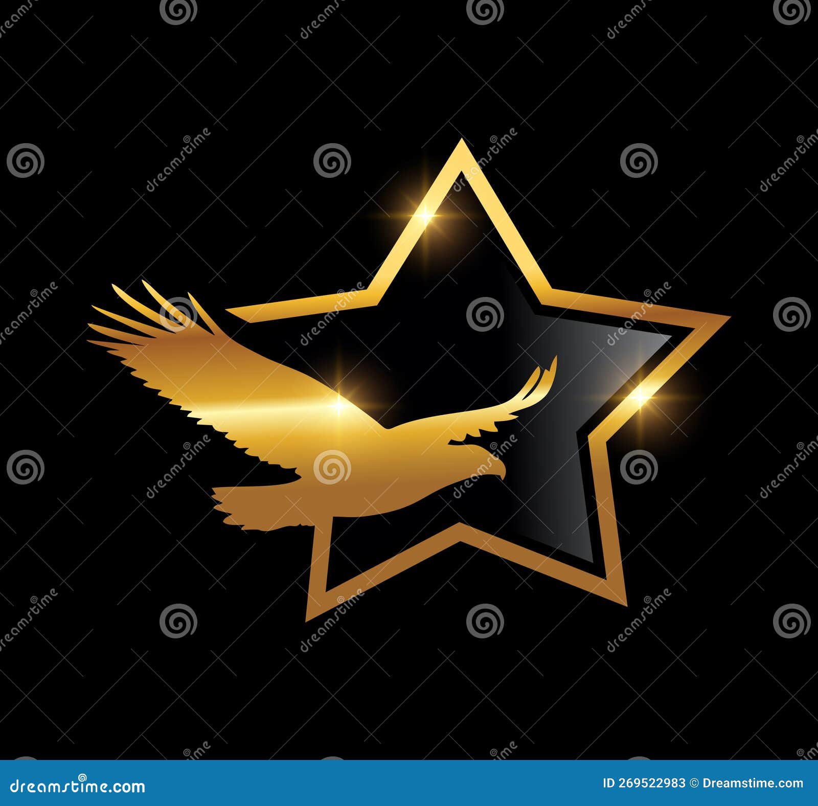 Golden Flying Eagle Logo Vector Icon Stock Vector - Illustration of ...