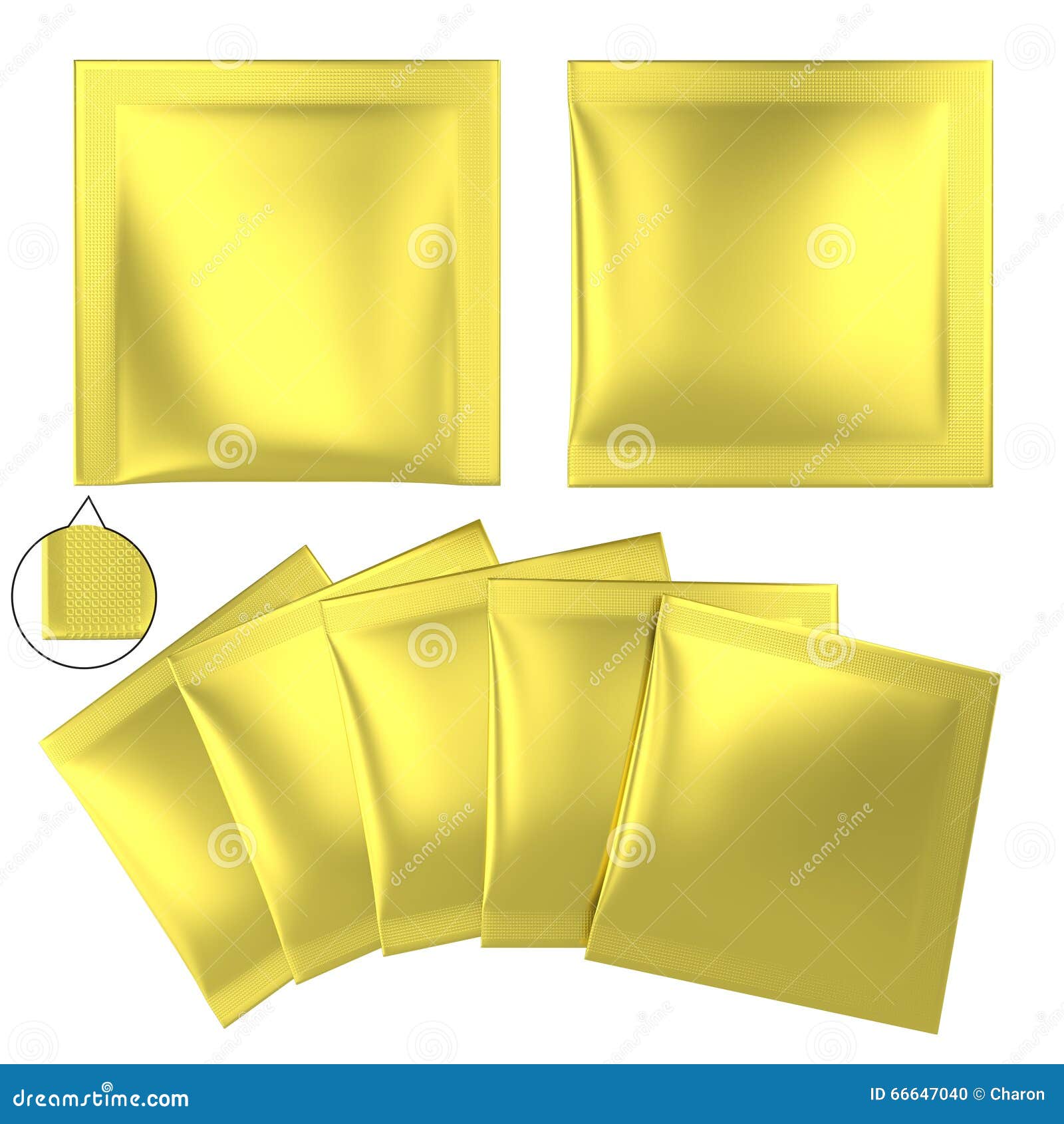 Golden Foil Plastic Powder Sachet Stock Photo - Illustration of ...