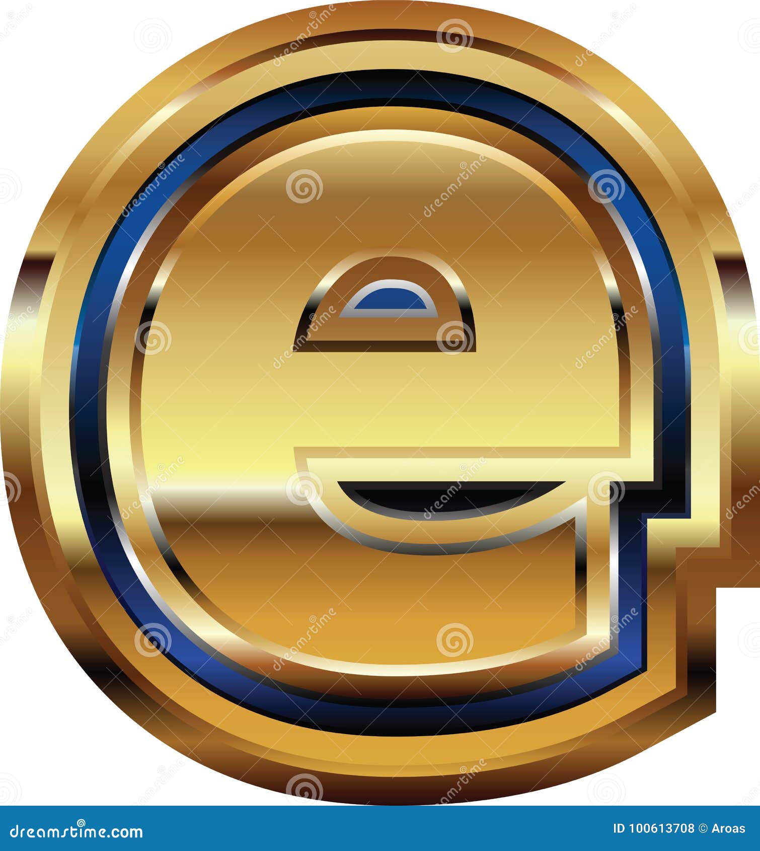 Golden Font Letter e stock vector. Illustration of render - 100613708