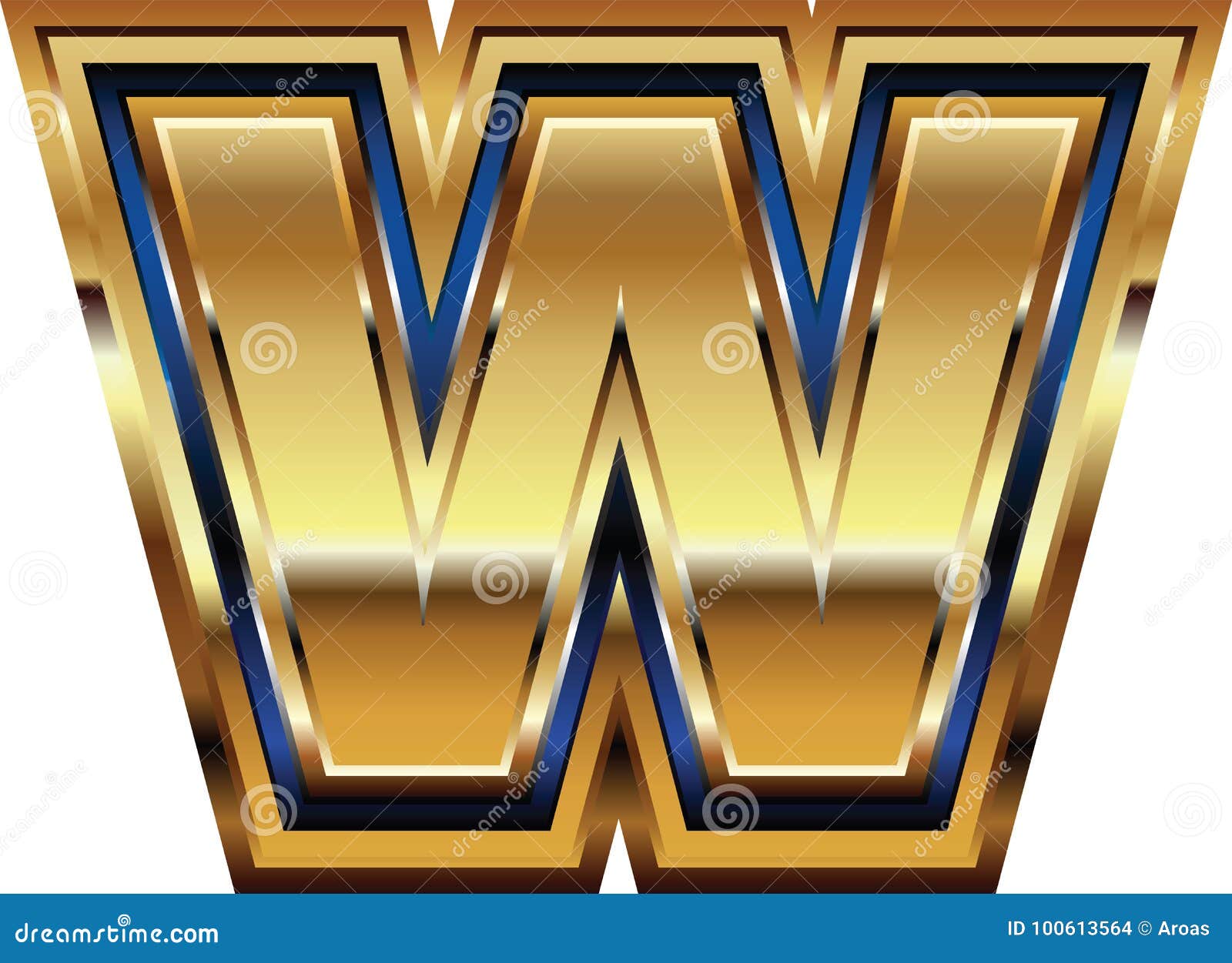 Golden Font Letter W stock vector. Illustration of shape - 100613564