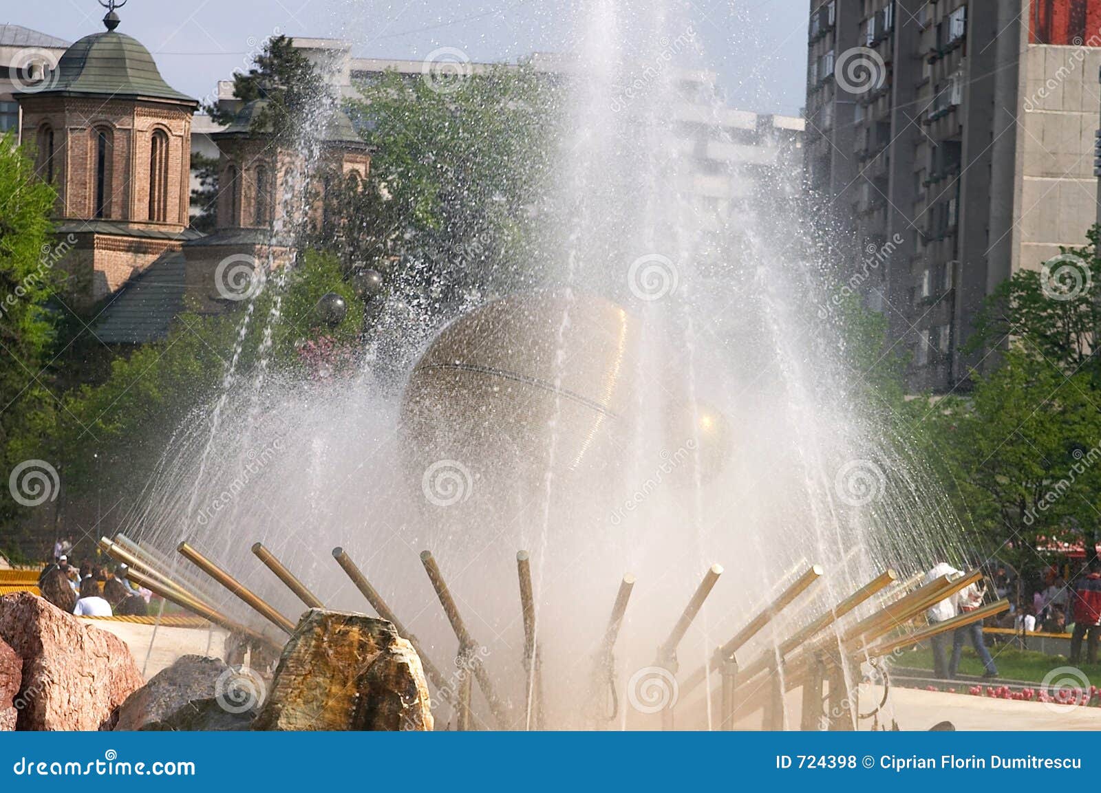 Golden fountain stock photo. Image of fresh, urban, water - 724398