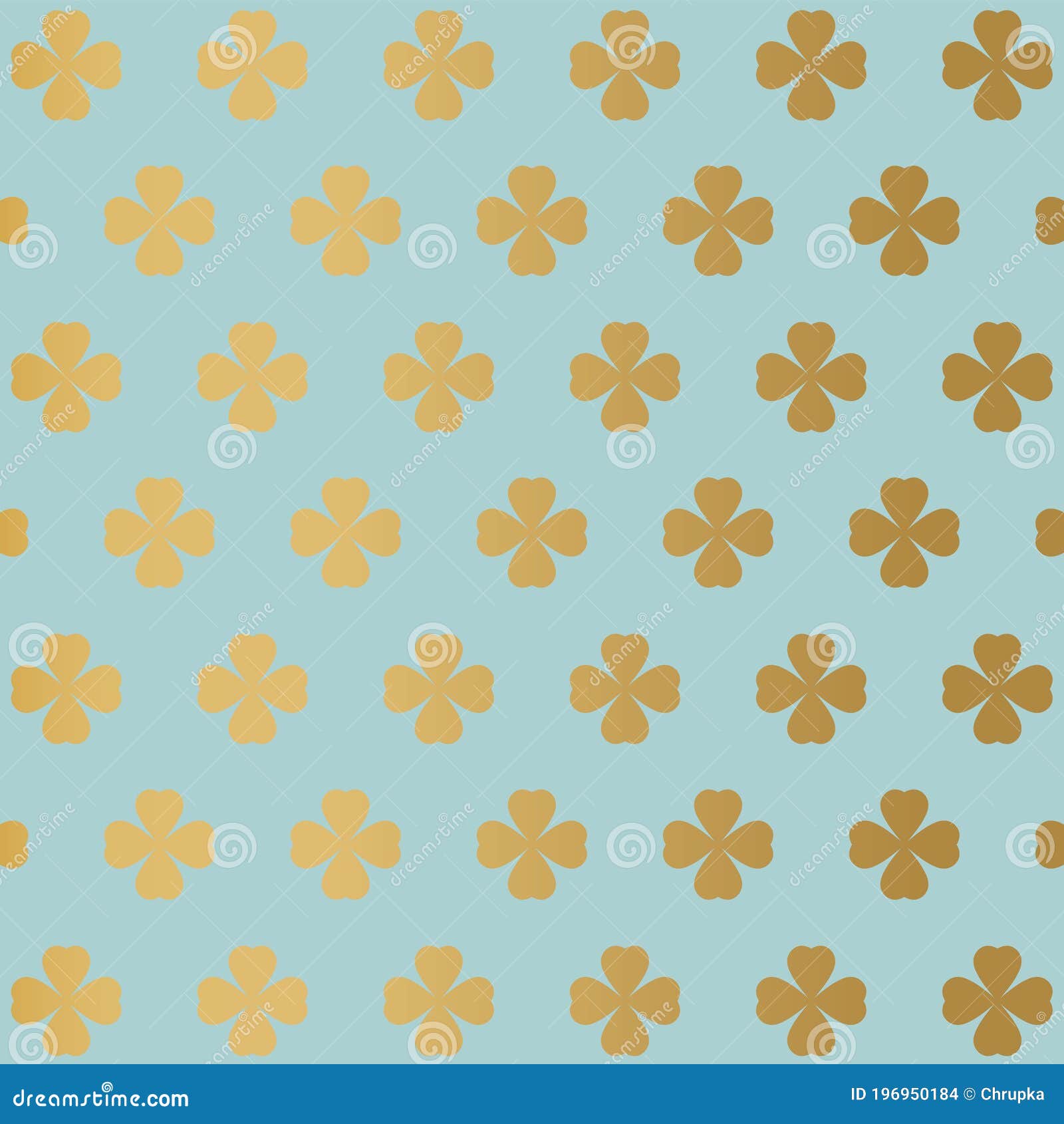 Golden Four Leaf Clover Pattern Stock Vector - Illustration of four ...