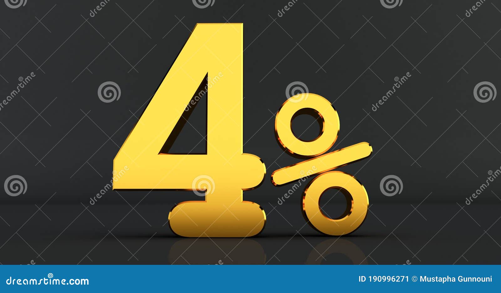 Golden Four Percent on a Black Background Stock Illustration ...