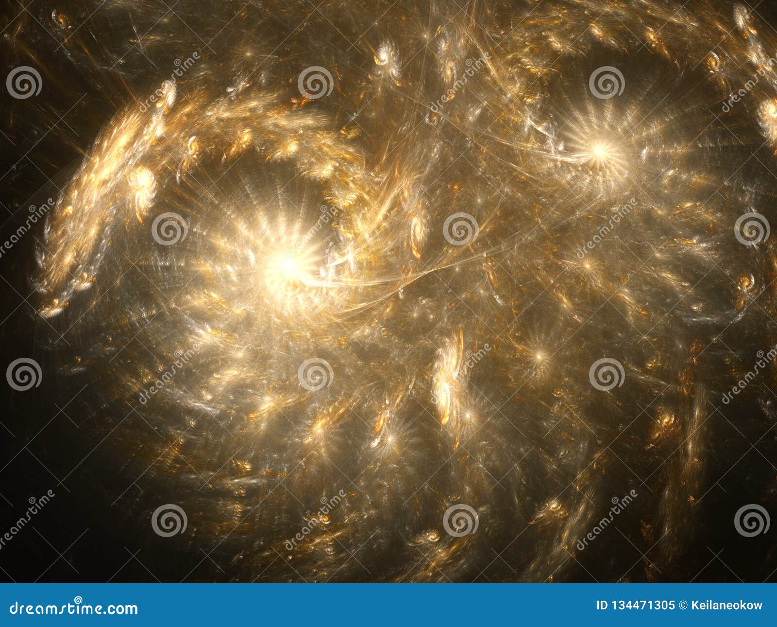 Golden Fractal Galaxy in Outer Space Stock Illustration - Illustration ...