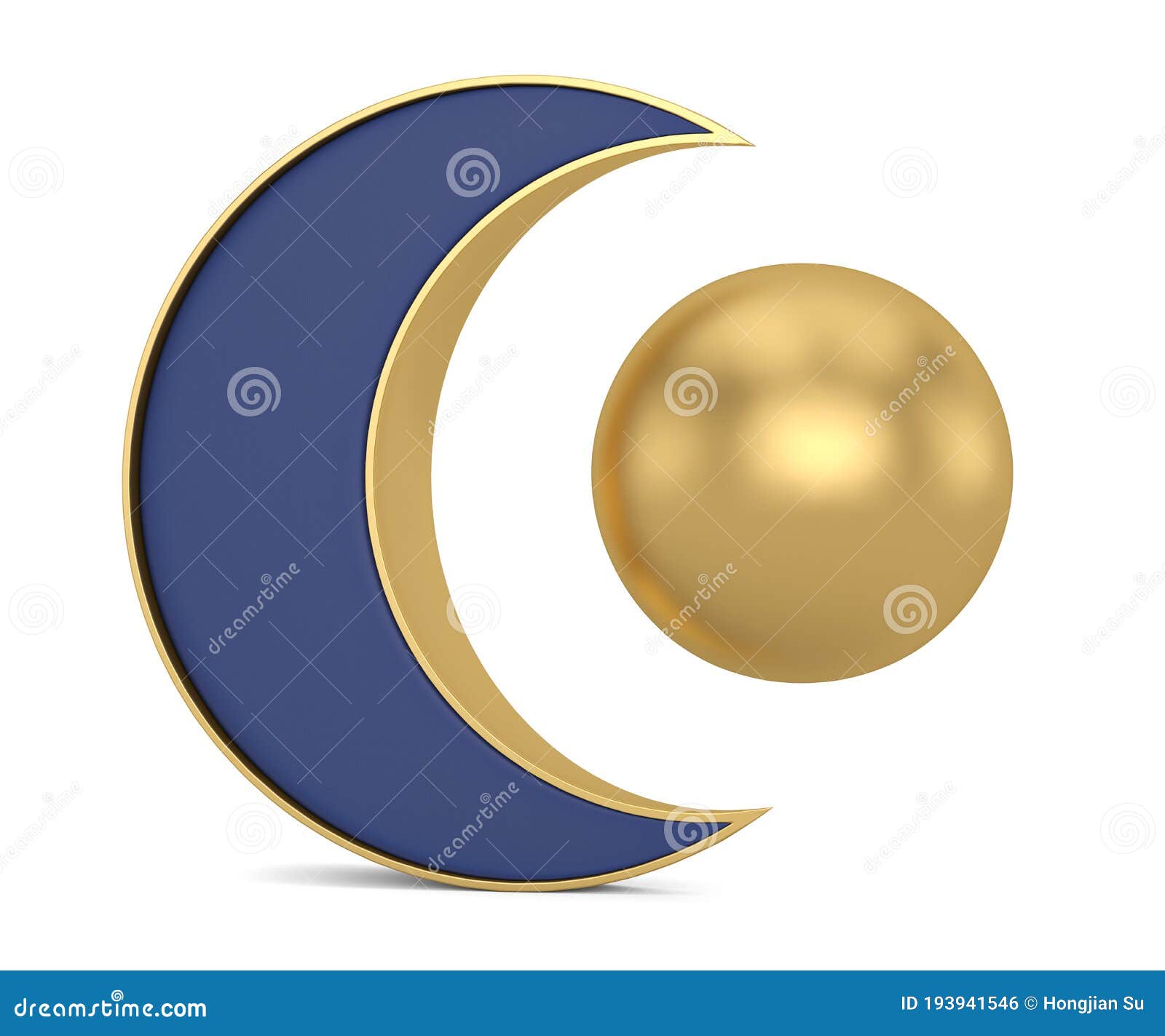 Golden Frame Blue Moon Isolated on White Background, 3D Render. 3D ...