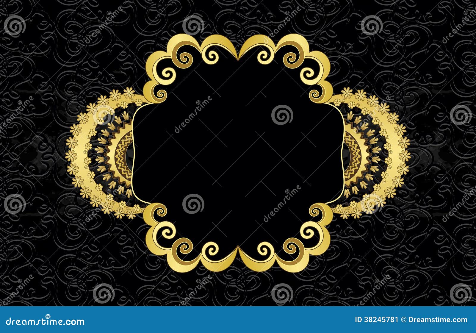 Golden frame with curls stock vector. Illustration of label - 38245781
