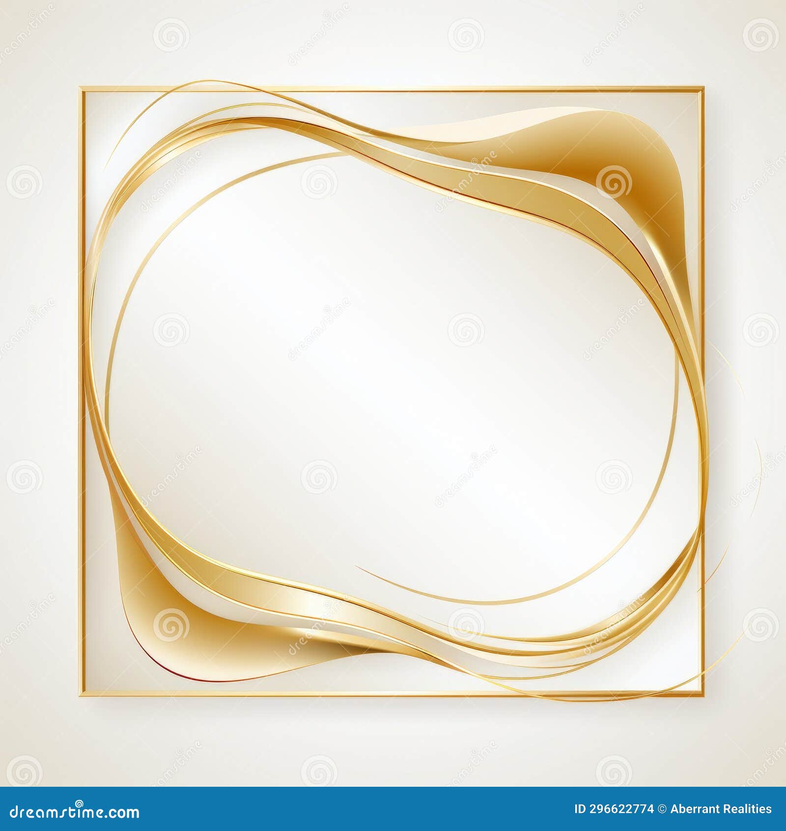 A Golden Frame with Curved Lines on a White Background Stock ...