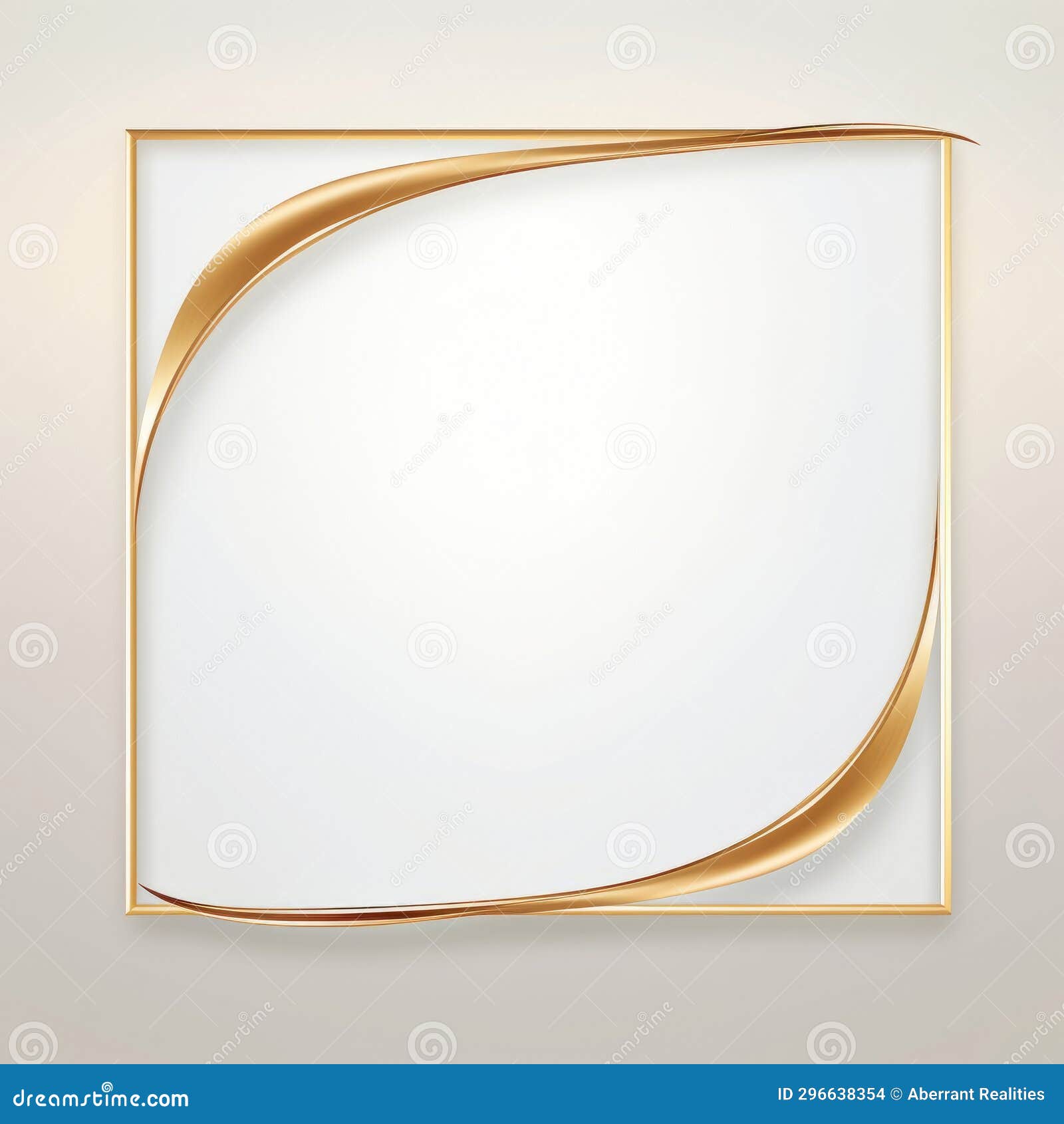Golden Frame with Curved Lines on a White Background Stock Illustration ...