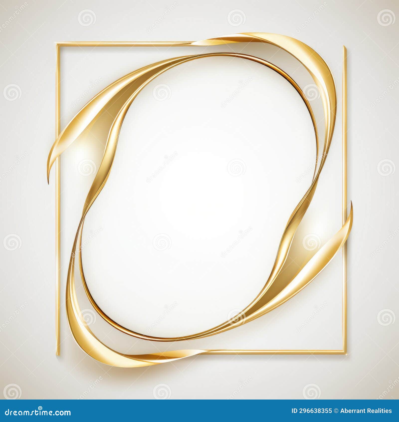 Golden Frame with Curved Lines on a White Background Stock Illustration ...