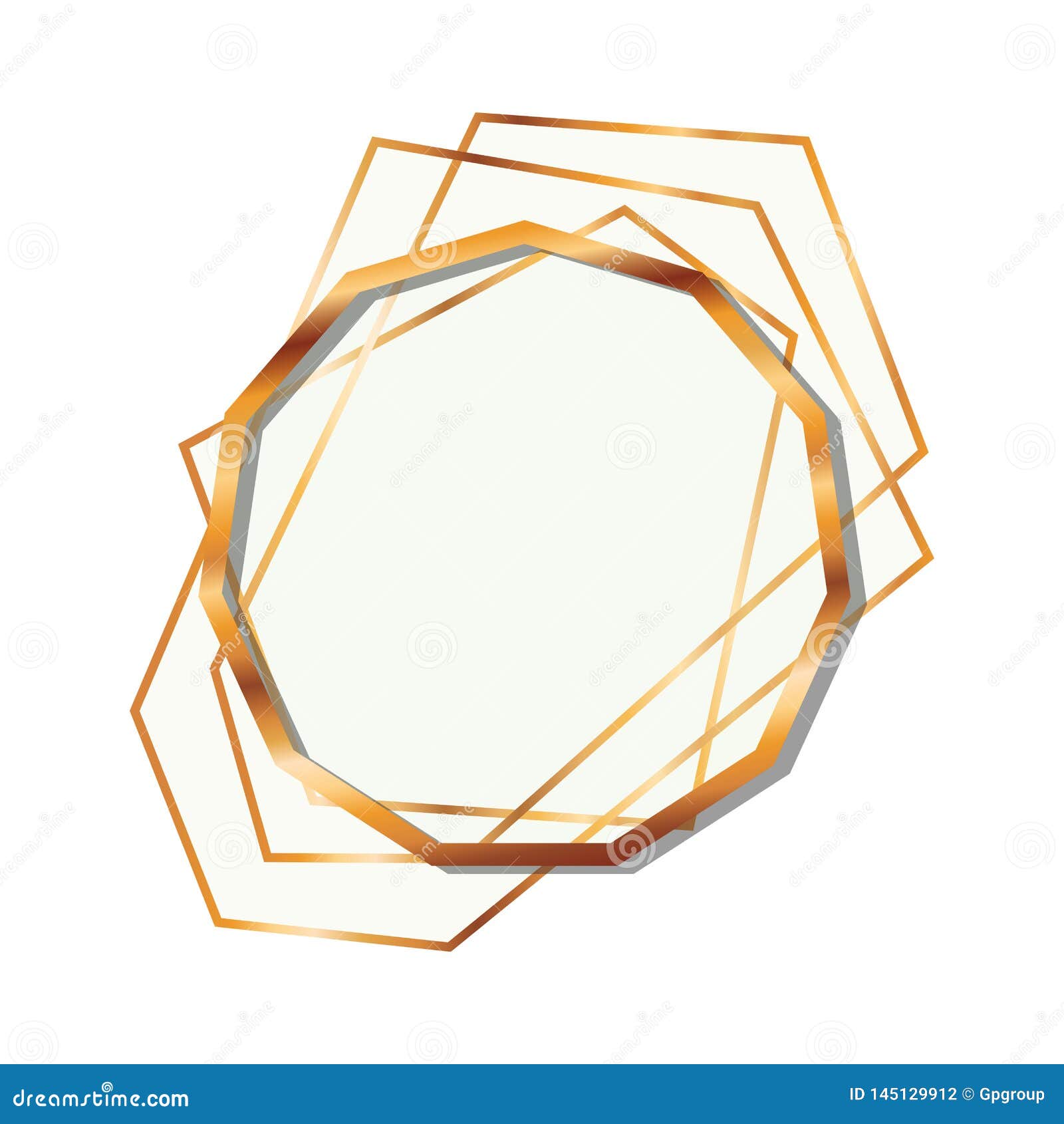Golden Frame Decagon Isolated Icon Stock Vector - Illustration of ...