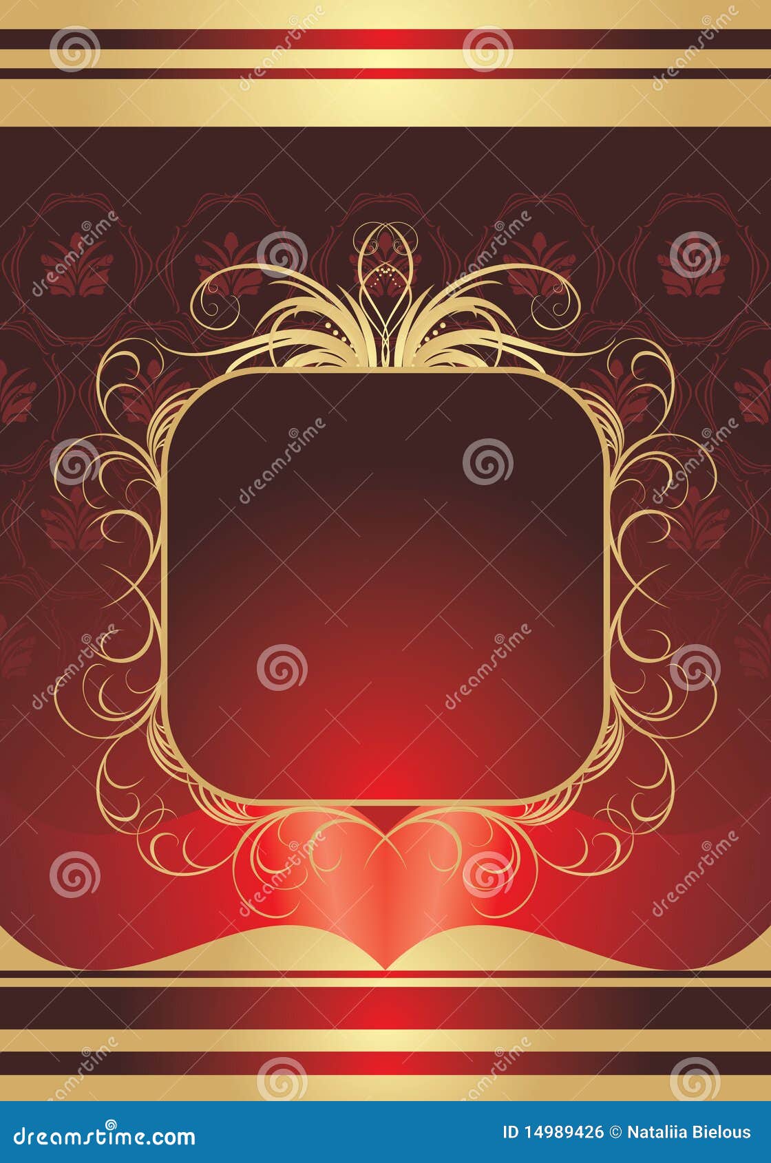 Golden Frame on the Decorative Red Background Stock Vector ...