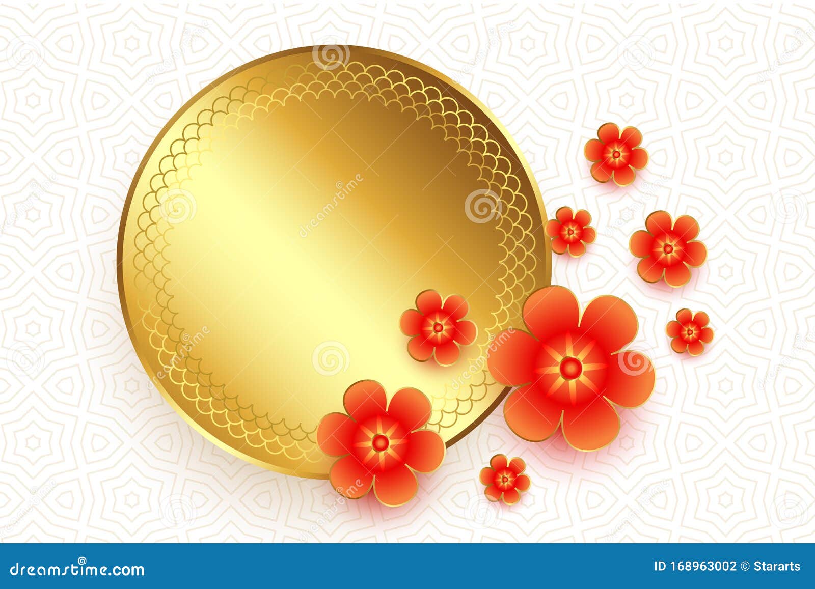 Golden Frame with Flowers Chinese Style Background Stock Vector ...