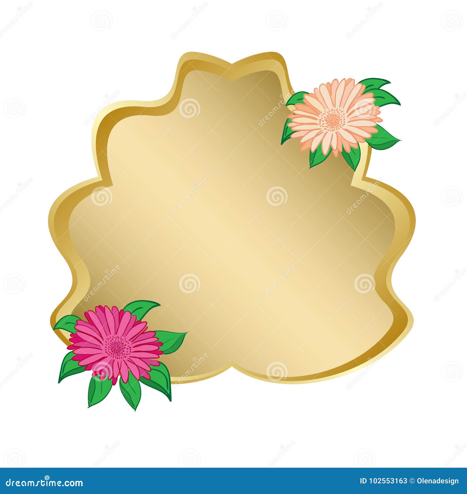 Golden Frame with Flowers - Vector Stock Vector - Illustration of ...