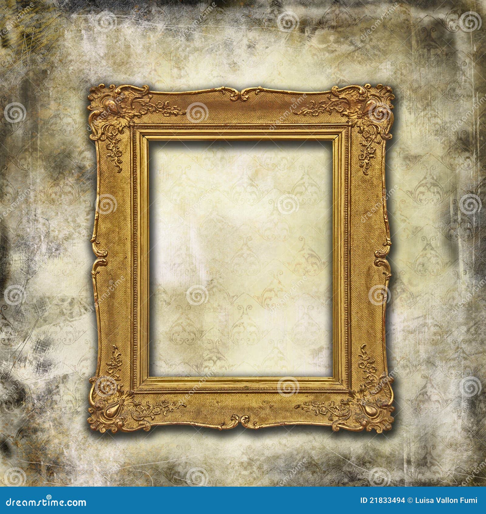 Golden Frame on Grunge Texture Stock Photo - Image of style, shabby ...