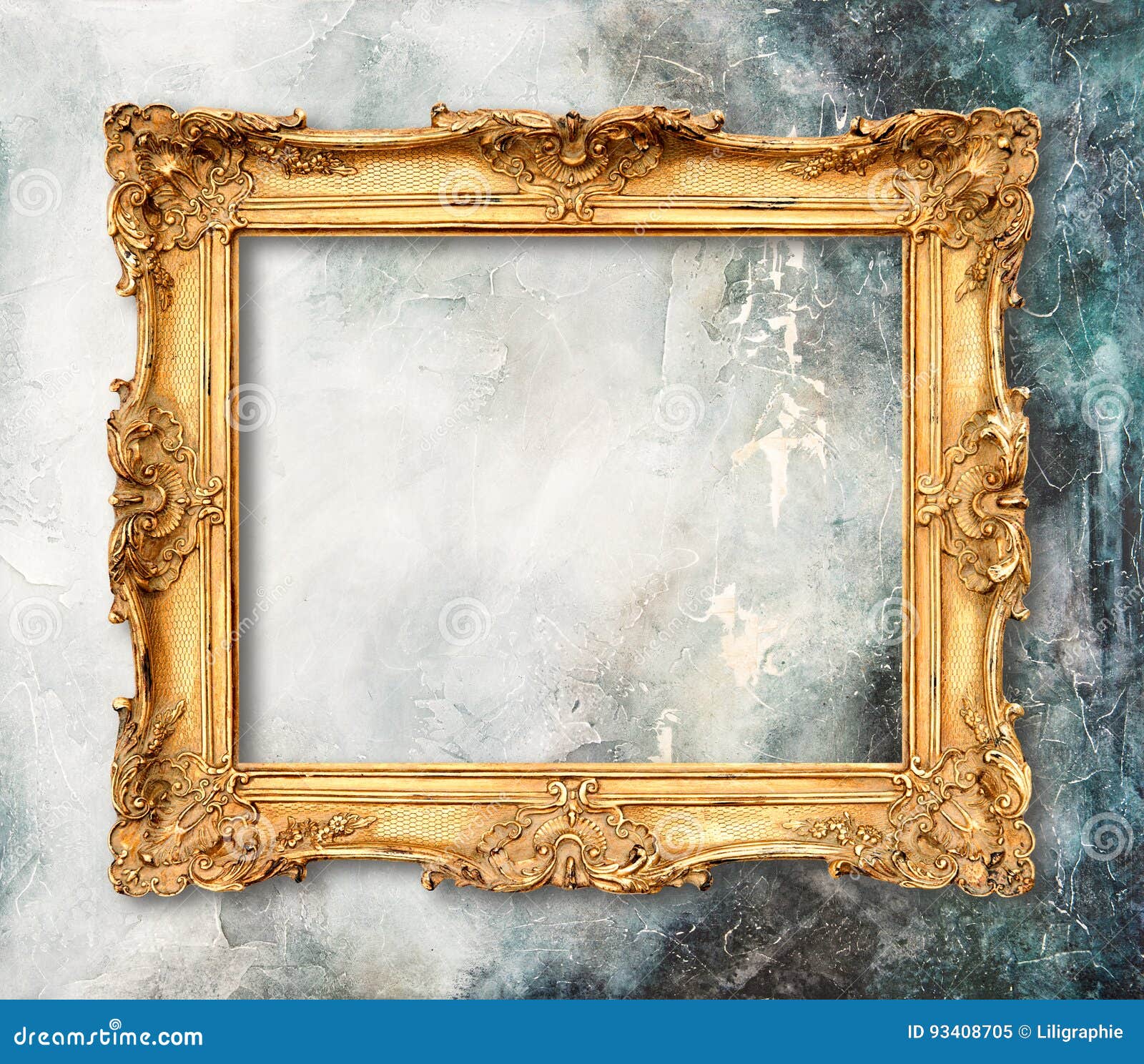 Golden Frame on Grungy Background Stone Texture Stock Image - Image of ...