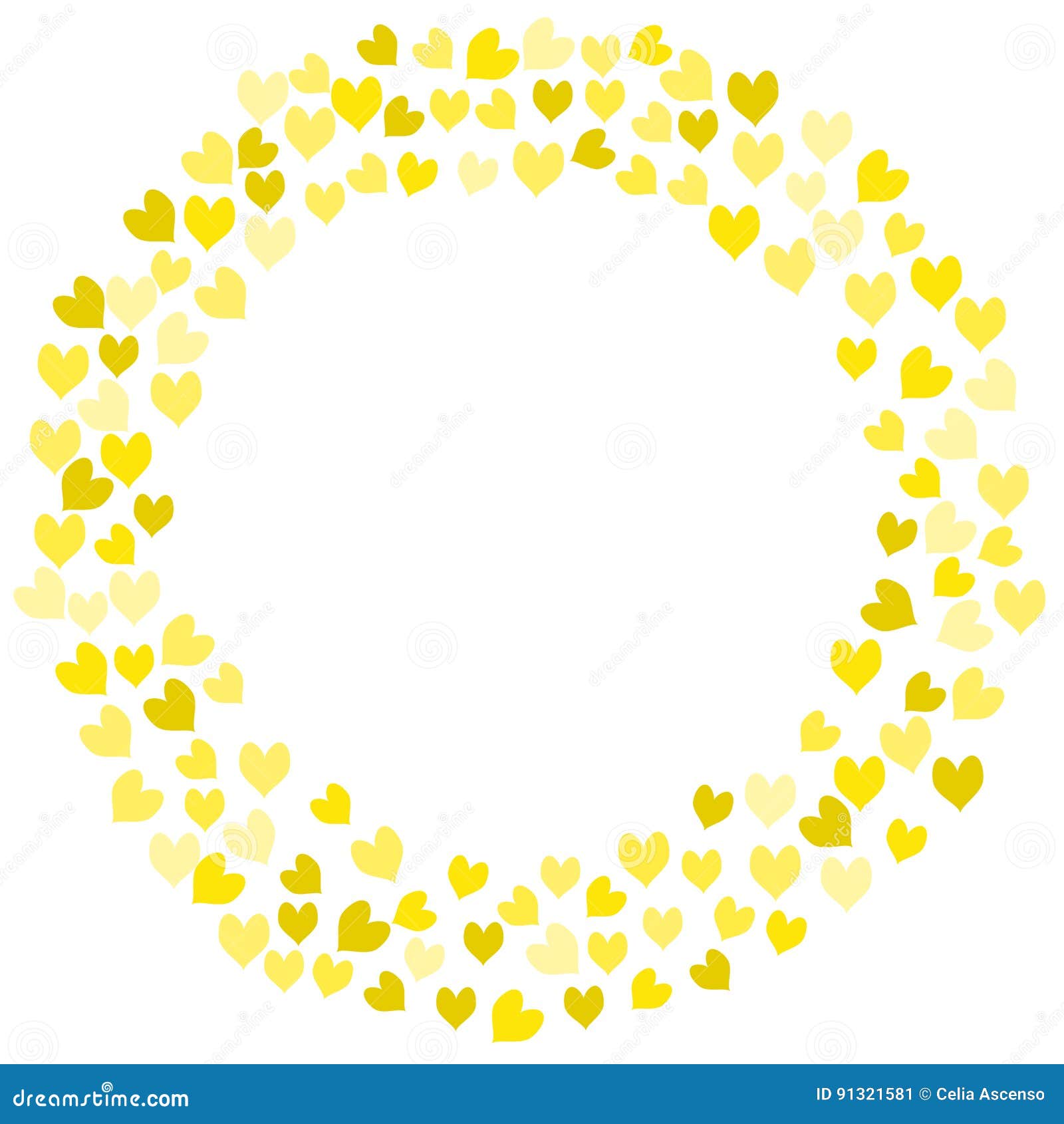 Golden frame hearts border stock illustration. Illustration of gold ...