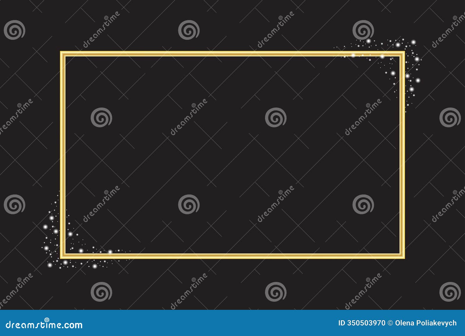 Golden Frame Illustration. Sparkling Gold Edges. Black Gradient ...