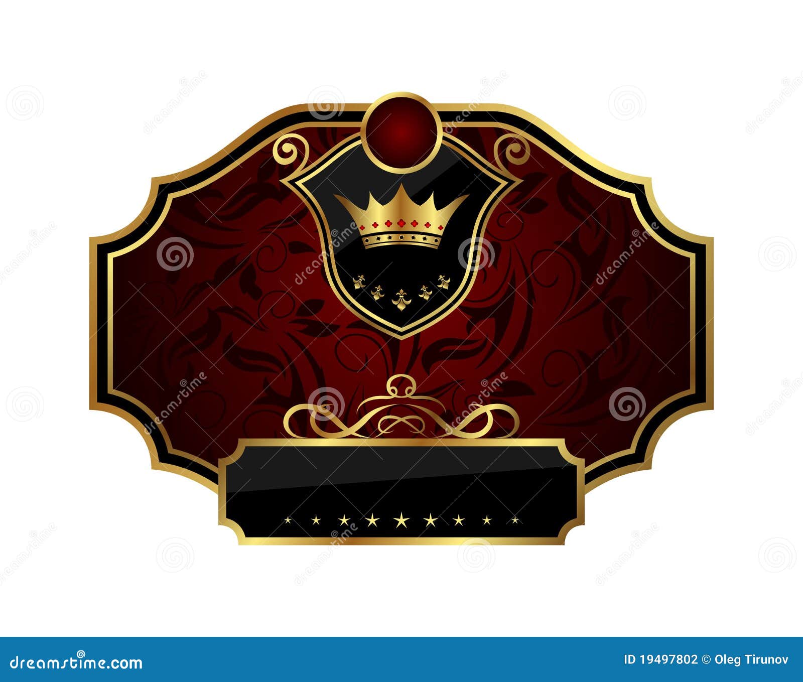 Golden Frame Label with Crown Stock Vector - Illustration of floral ...