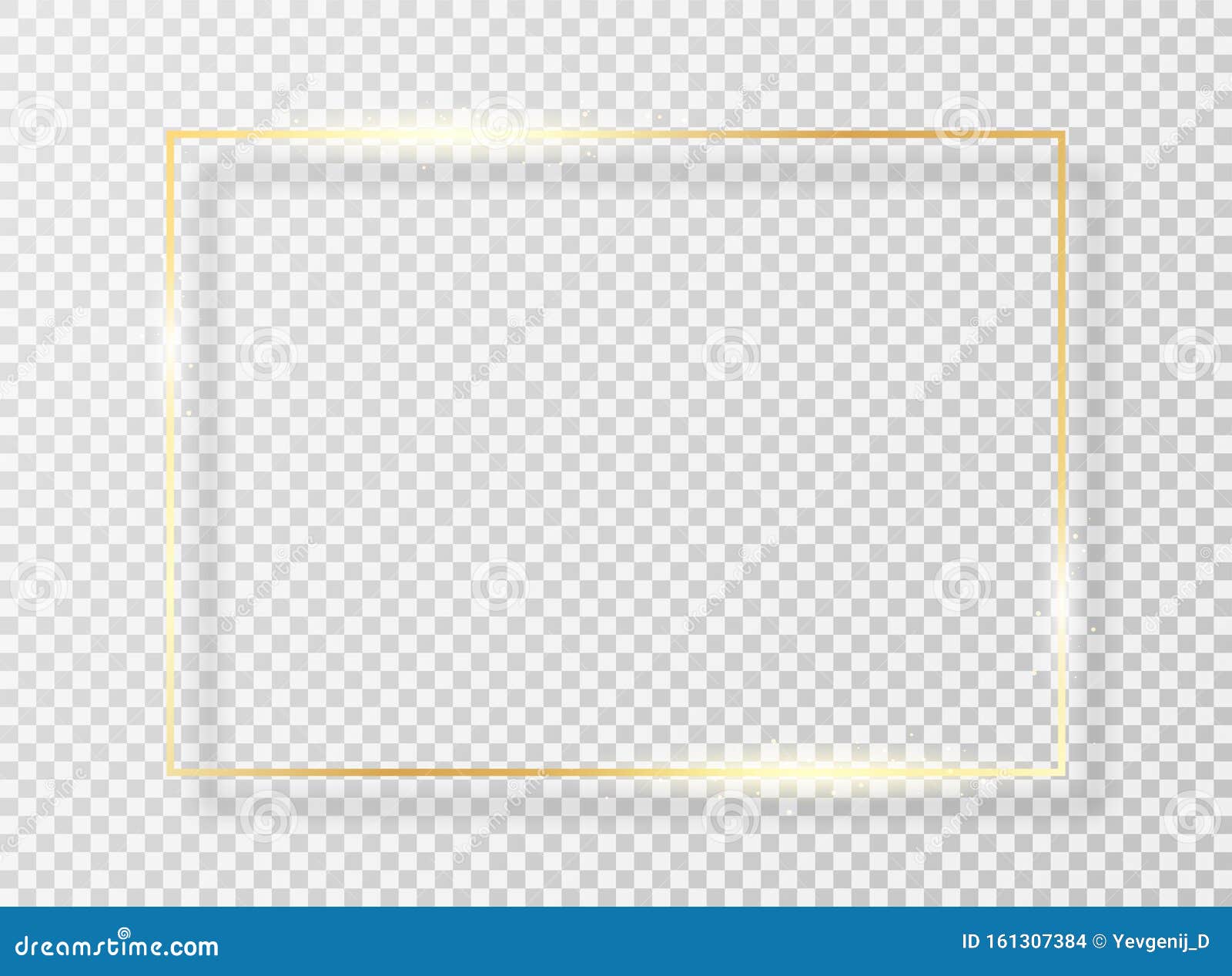 Golden Frame With Light Effect. Golden Shiny Frame Or Border With Glare ...