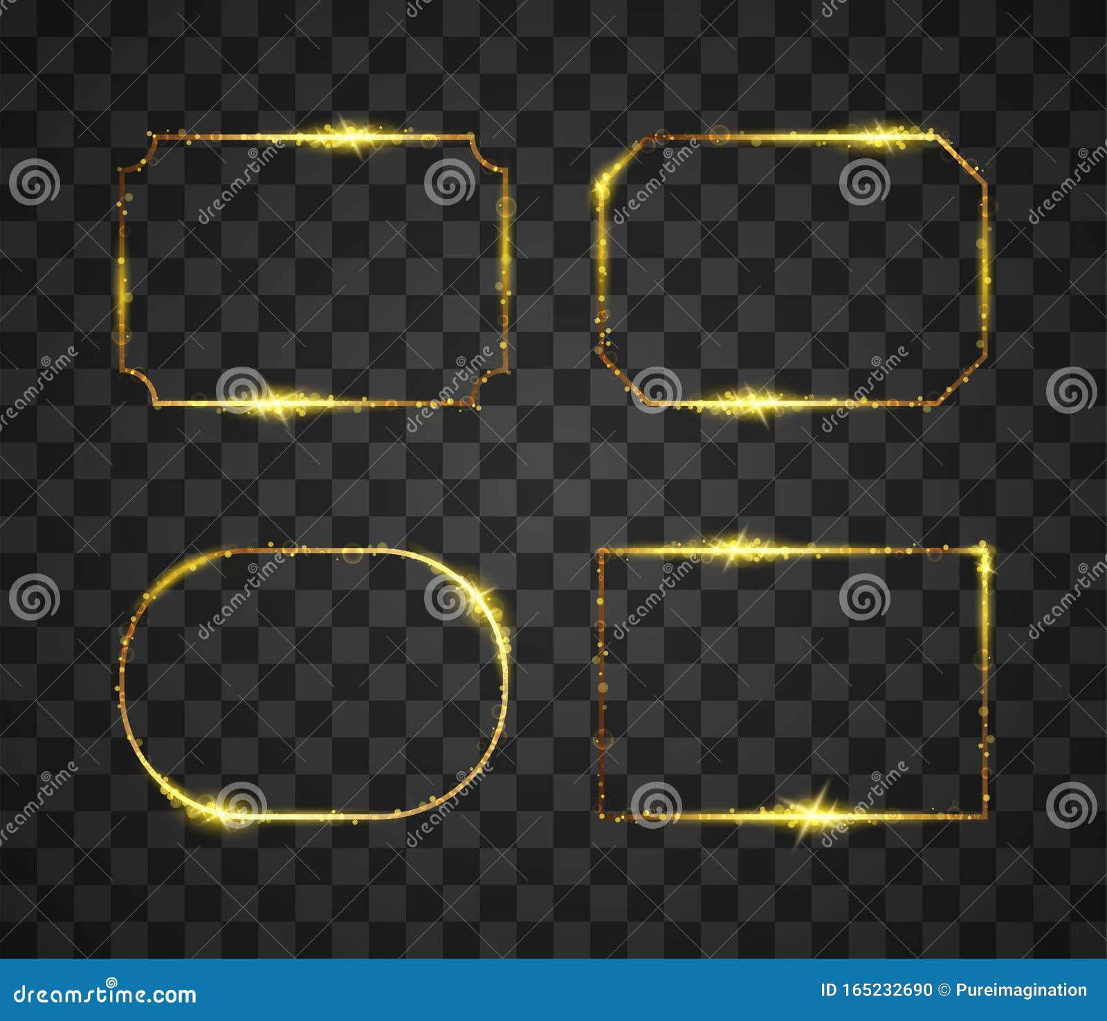 Golden Frame with Lights Effects Stock Vector - Illustration of glow ...