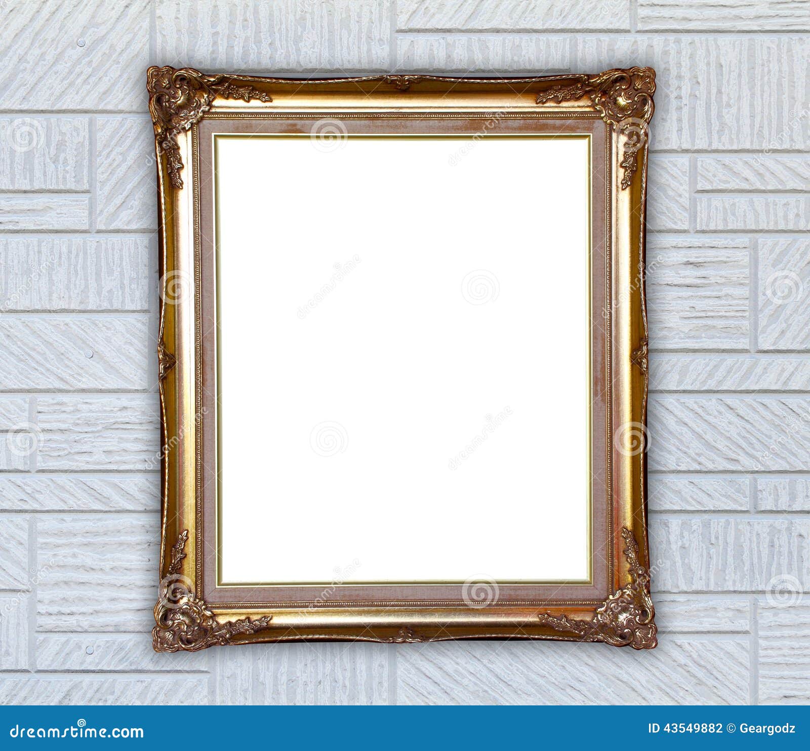 Golden Frame on Modern Wall Stock Photo - Image of design, mosaic: 43549882