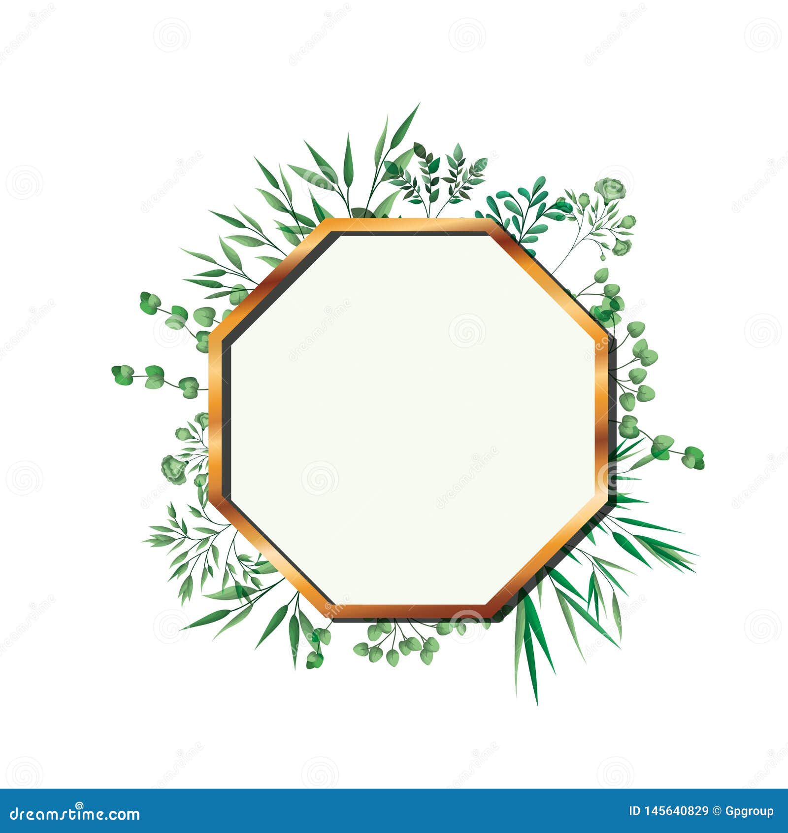 Octagon Golden Frame Made Of Dots, Spangles, Blobs Cartoon Vector ...