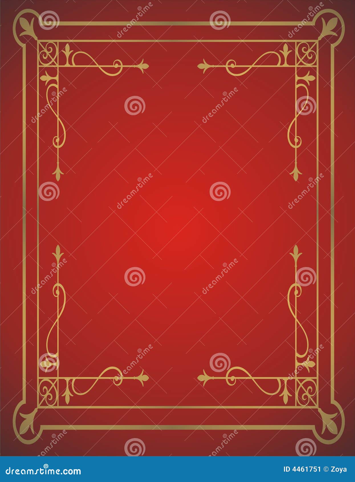 Golden Frame on Red Background Stock Illustration - Illustration of ...
