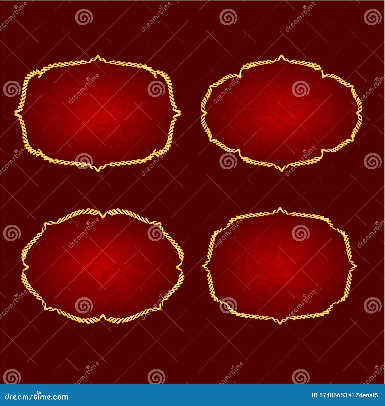 Golden Frame on a Red Background Vintage Vector Stock Vector ...
