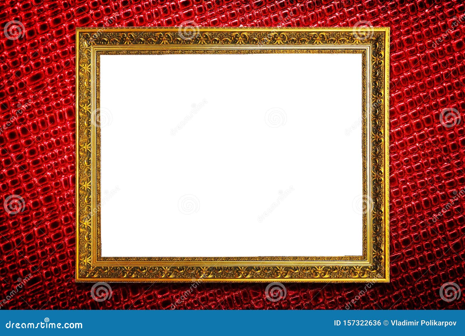 Golden Frame on Red Texture Background Stock Photo - Image of backdrop ...