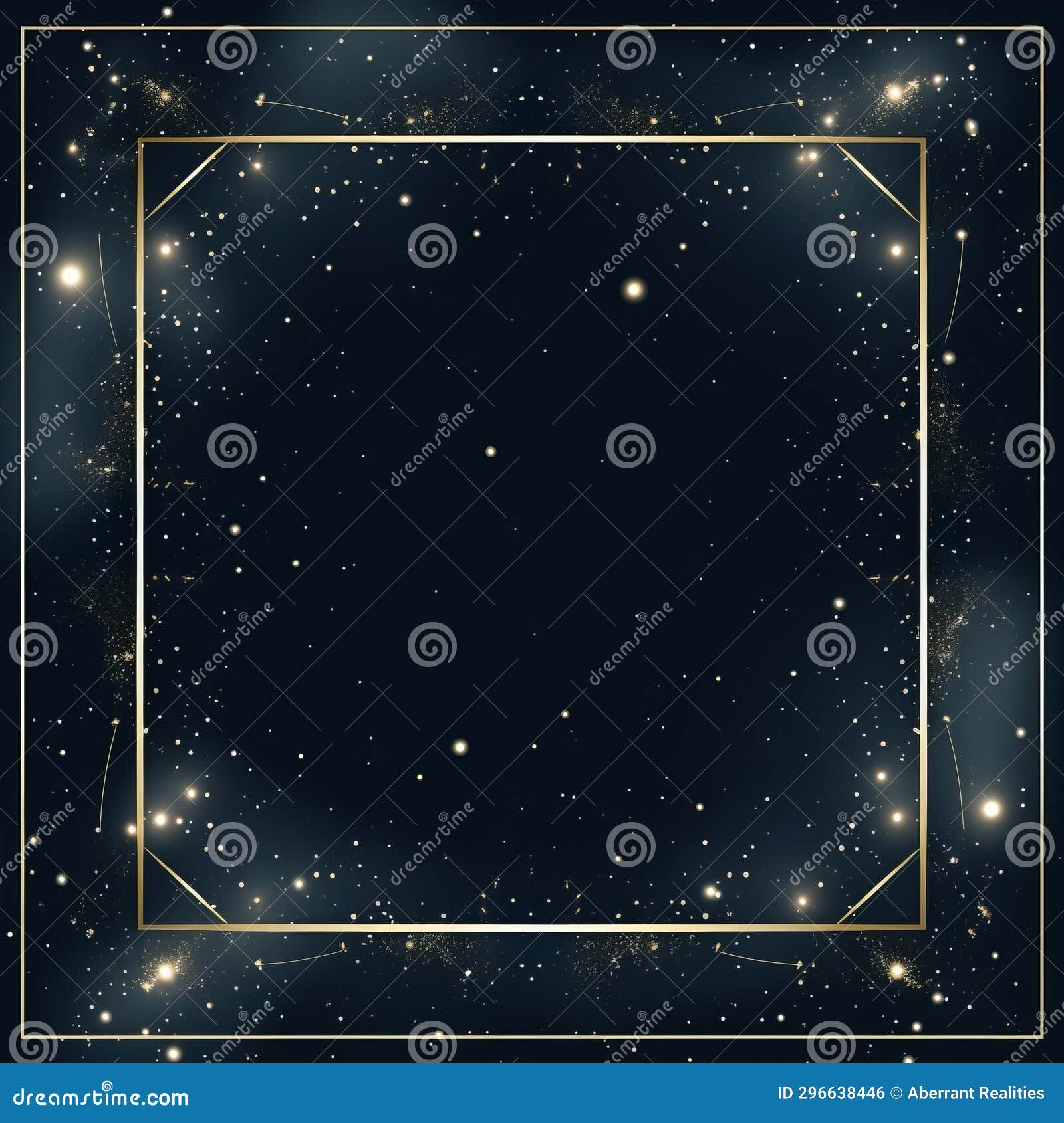 Golden Frame with Stars and Constellations on a Black Background Stock ...
