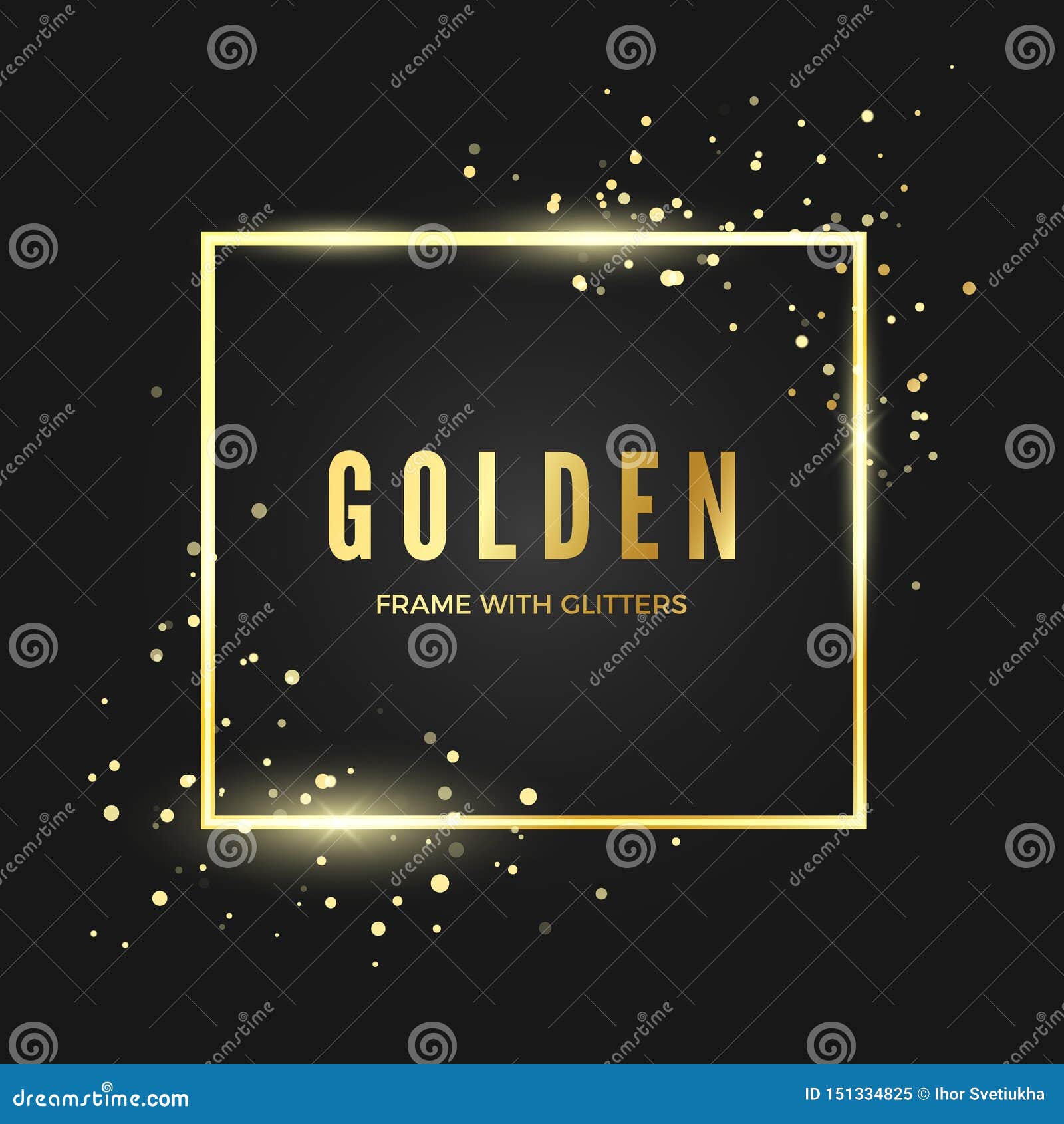 Golden Frame Template With Glitter Effect For Banner And Poster. Gold ...