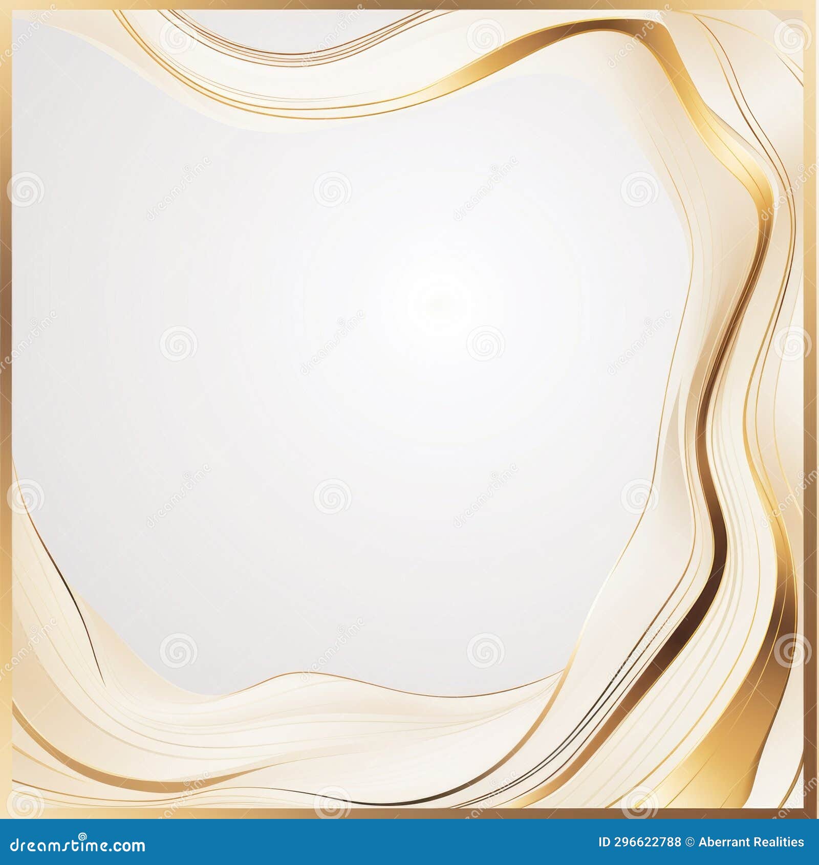 A Golden Frame with Wavy Lines on a White Background Stock Illustration ...