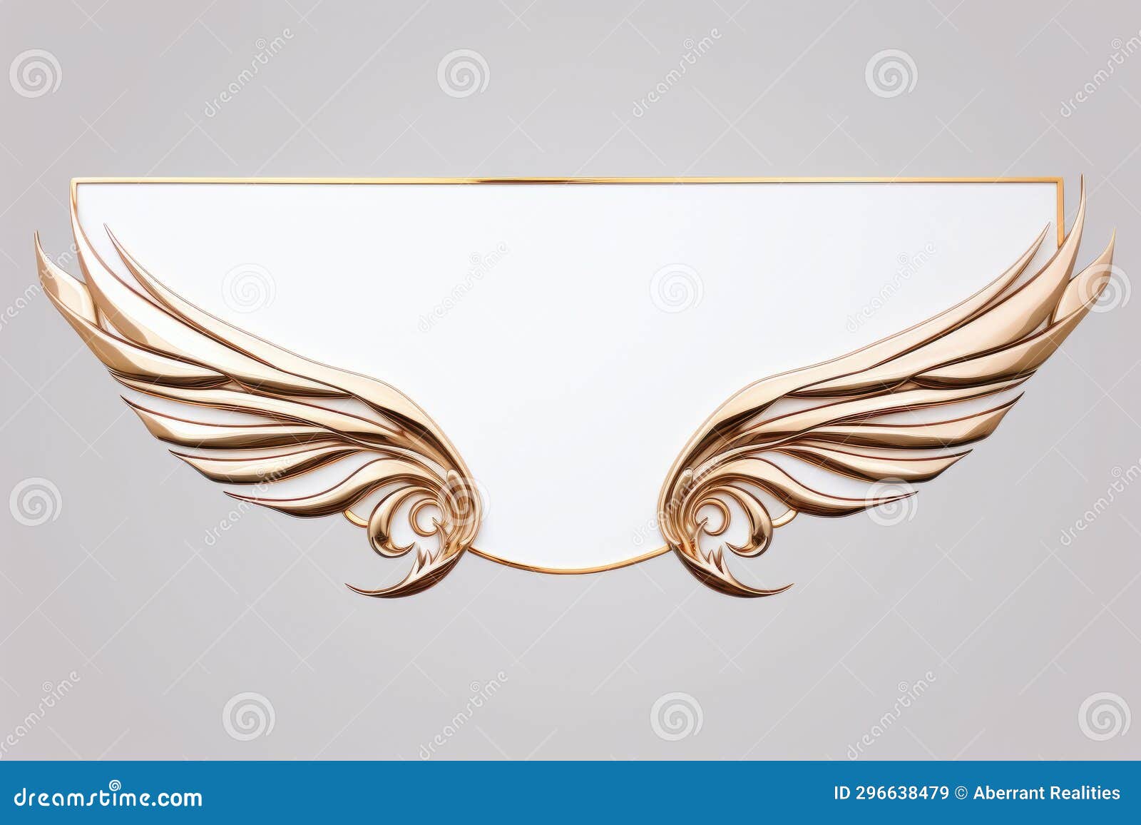 Golden Frame with Wings on a White Background Stock Illustration ...