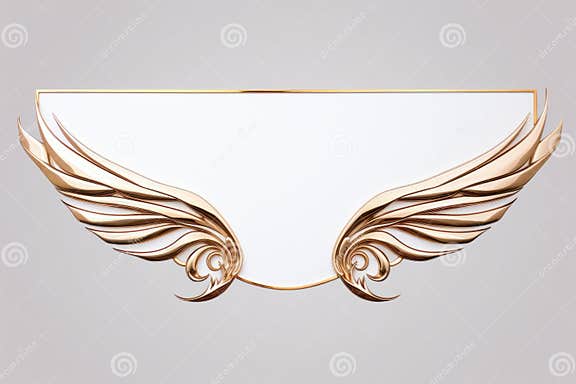 Golden Frame with Wings on a White Background Stock Illustration ...