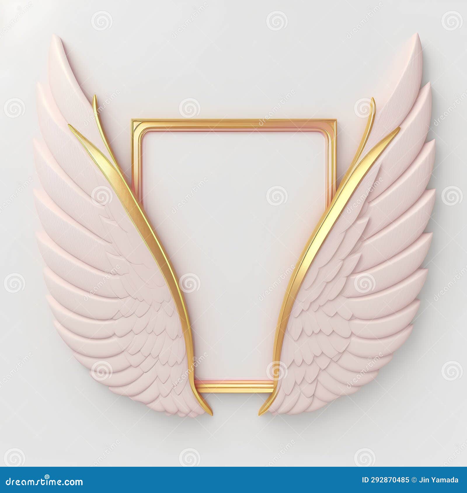 Golden Frame with Wings on a White Background. 3d Rendering Stock ...