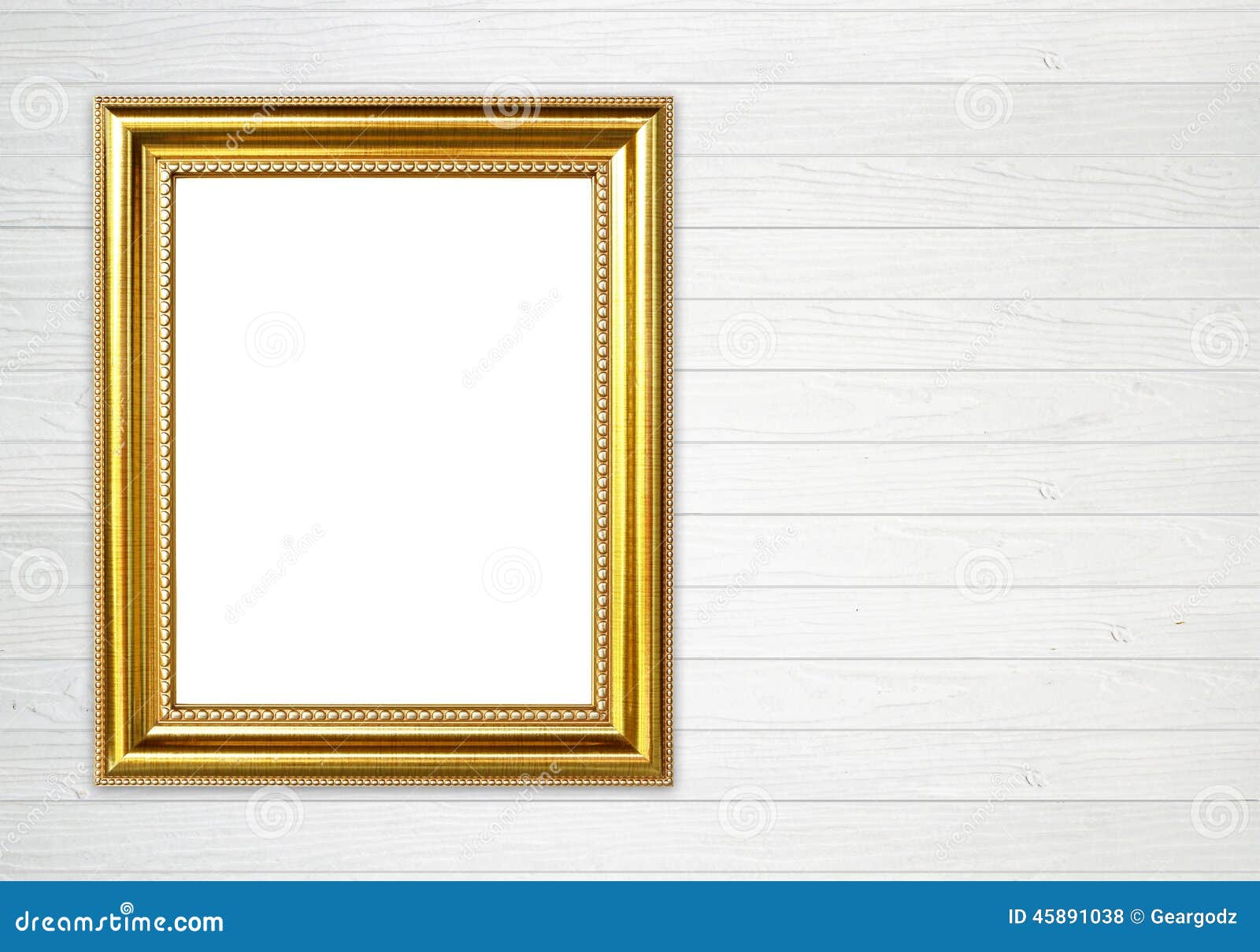 Golden Frame on Wood Wall Background Stock Photo - Image of golden ...