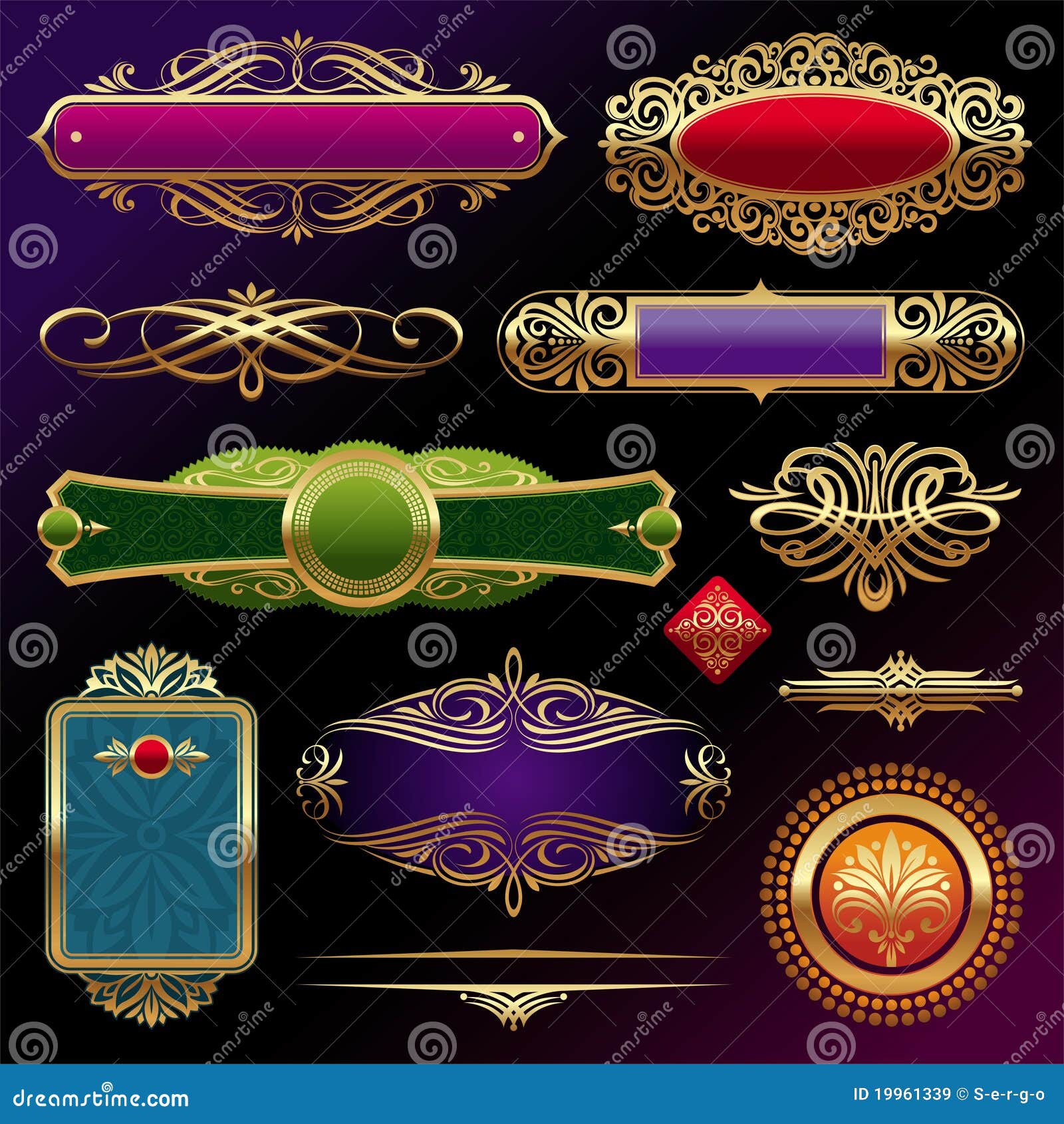 Golden Framed Labels & Decor Stock Vector - Illustration of elegance ...