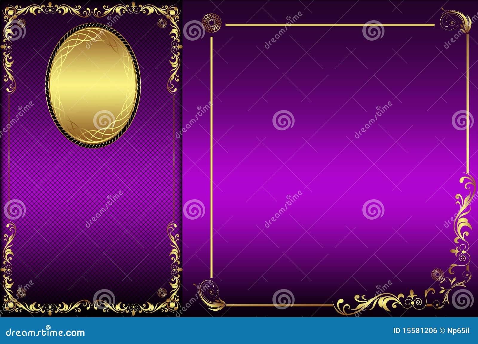 Golden Frames on Purple Background Stock Illustration - Illustration of ...