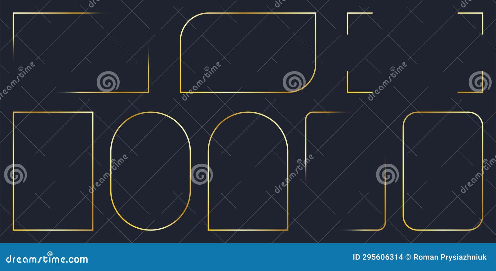 Golden Frames Set. Gold Frame Angles and Border Elements Stock Vector ...