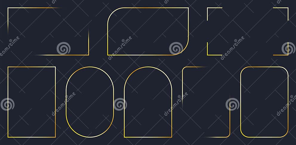 Golden Frames Set. Gold Frame Angles and Border Elements Stock Vector ...