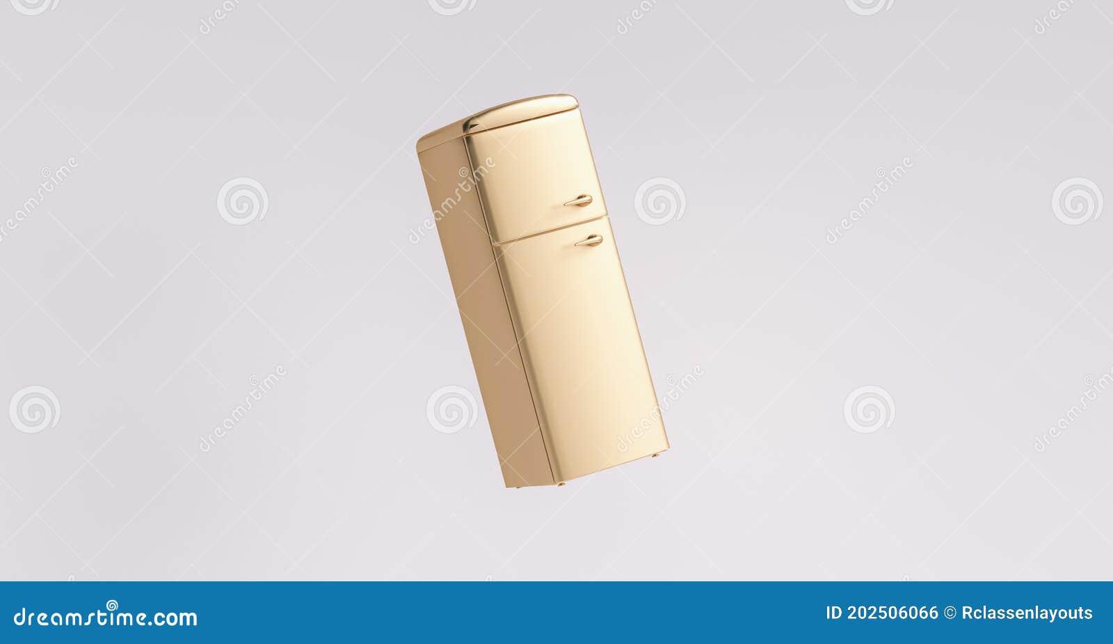 Golden Fridge Freezer. Interior Concept Image Stock Illustration ...