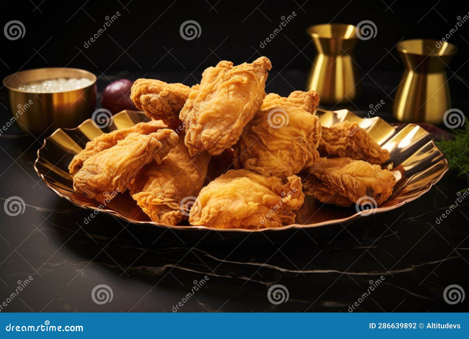 Golden Fried Chicken Pieces on a Serving Plate Stock Photo - Image of ...