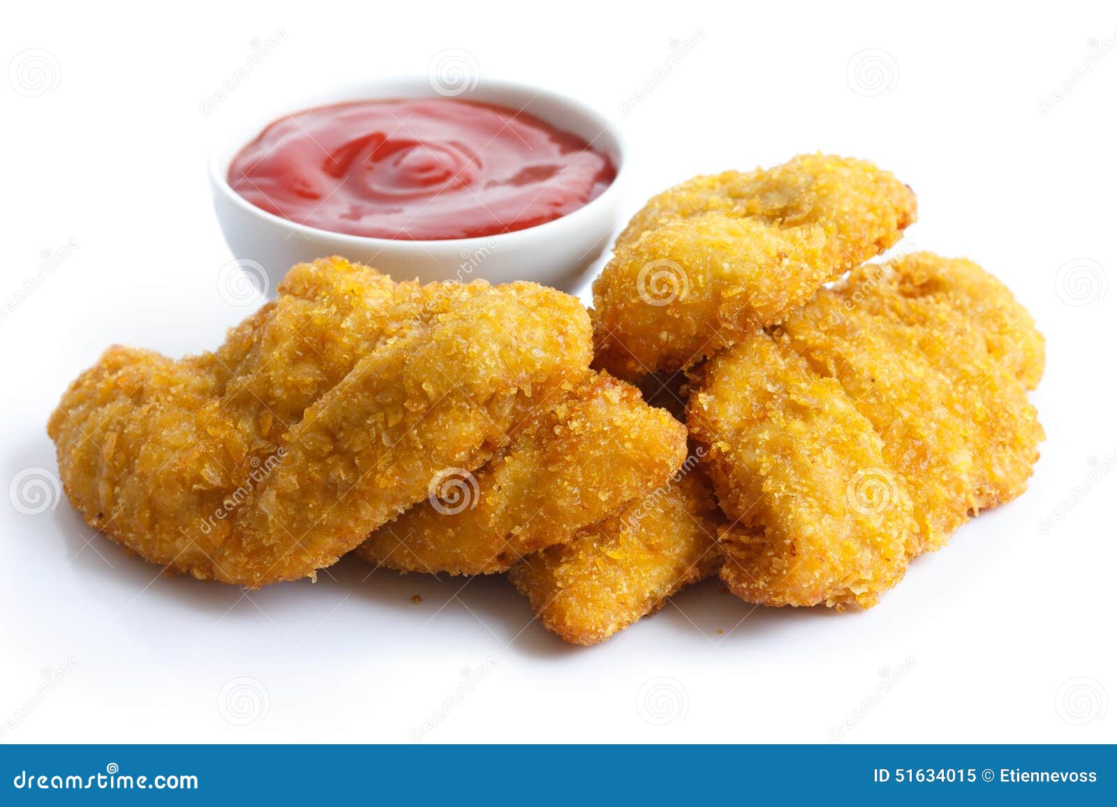 Golden Fried Chicken Strips on White. Stock Image - Image of group ...