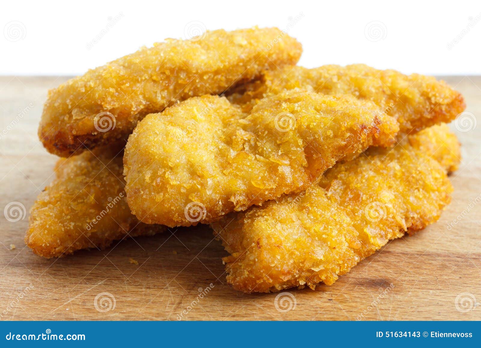Golden Fried Chicken Strips on Wood. Stock Image - Image of meat ...