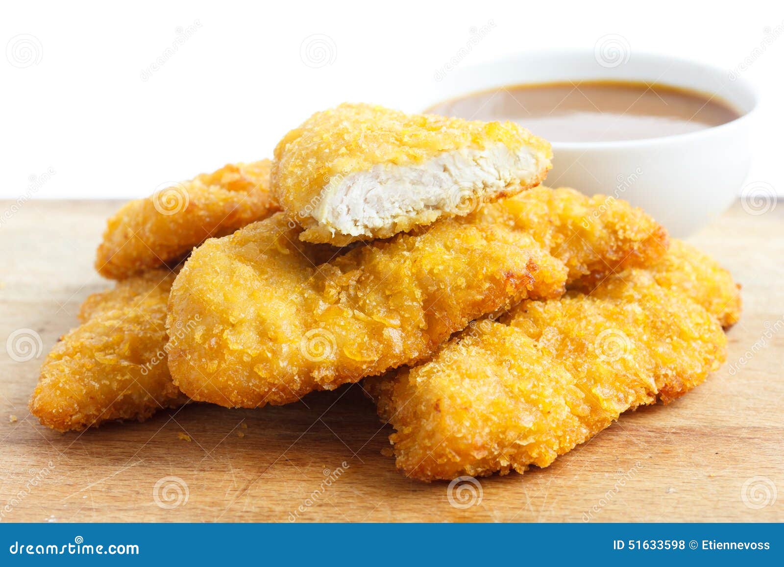Golden Fried Chicken Strips on Wood Board. Stock Photo - Image of ...